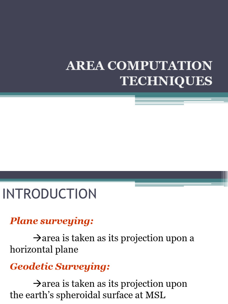 Area Computation Techniques | Download Free PDF | Geodesy | Area Area Computation Techniques | Download Free PDF | Geodesy | Area