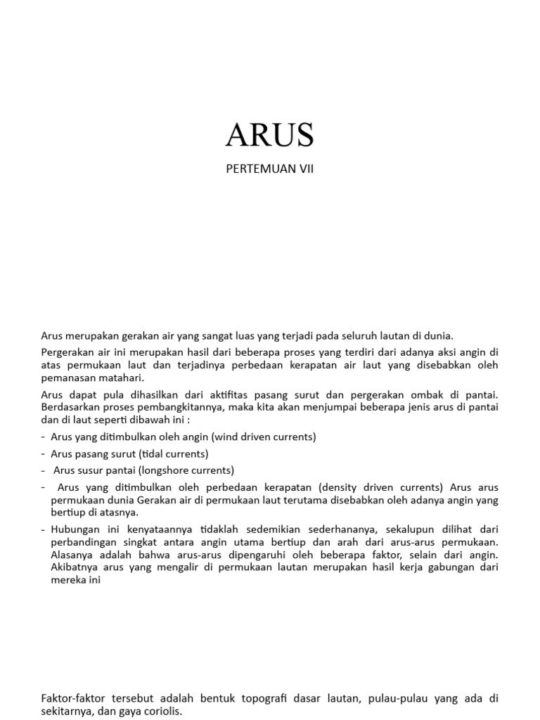 Oseanografi Pertemuan Vii Arus | PDF