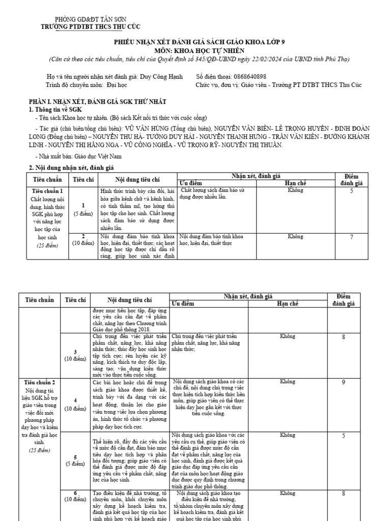 Mẫu m2-Sách Khtn 9 Hanh | PDF