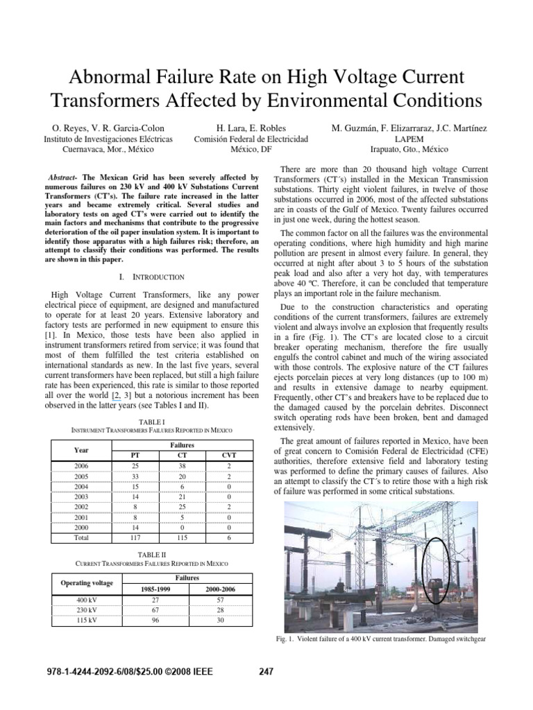 Abnormal Failure Rate On High Voltage Cu | PDF | Electrical Substation ...