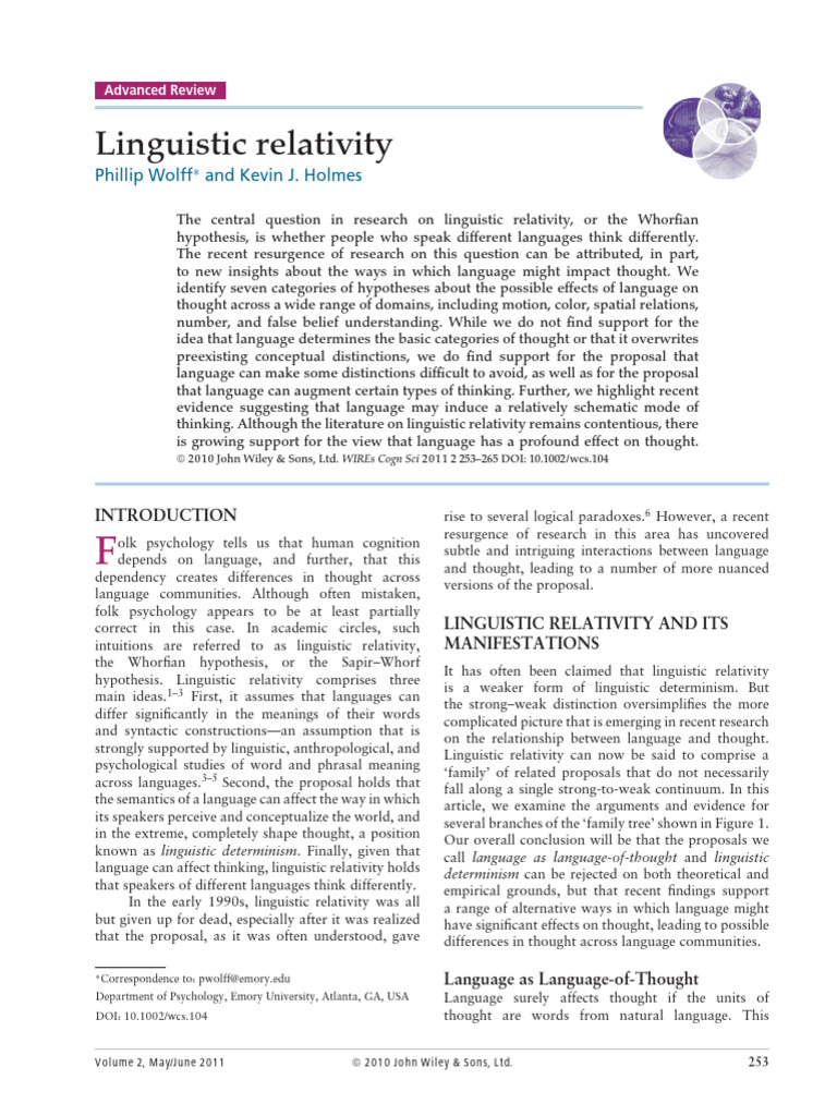 Linguistic Relativity and Thought Differences | PDF | Grammatical ...