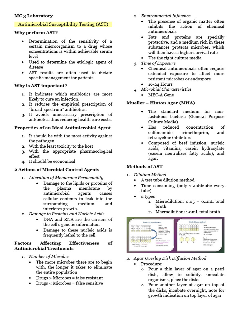 MC 3 Lecture 05 AST | PDF | Antimicrobial | Growth Medium