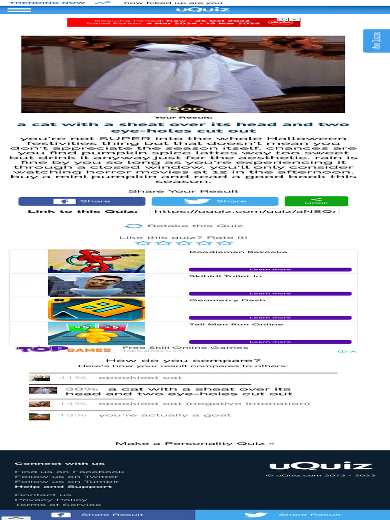 Halloween Personality Quiz Results | PDF