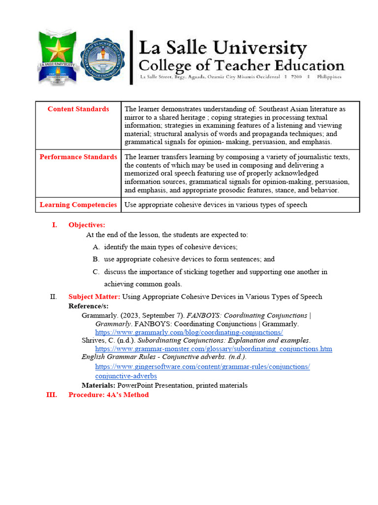 Using Cohesive Devices in Speech | PDF | Clause | Linguistics