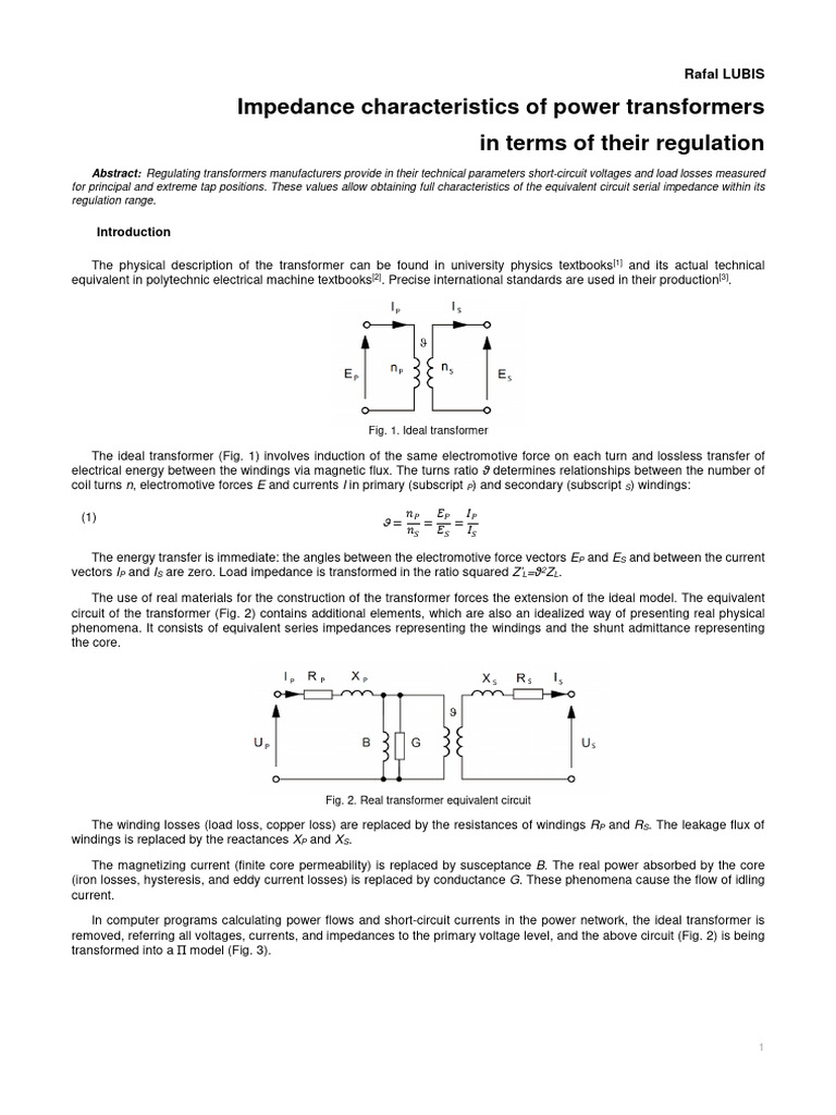 Impedance Characteristics of Power Trans | PDF | Transformer | Electrical Impedance
