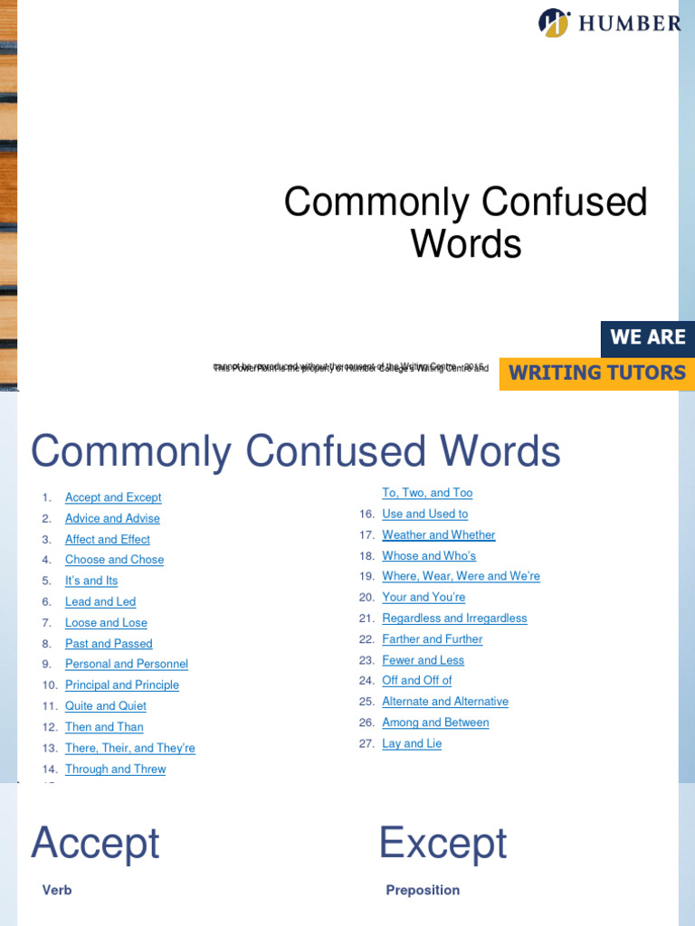 Commonly Confused Words Guide | PDF | Verb | Noun