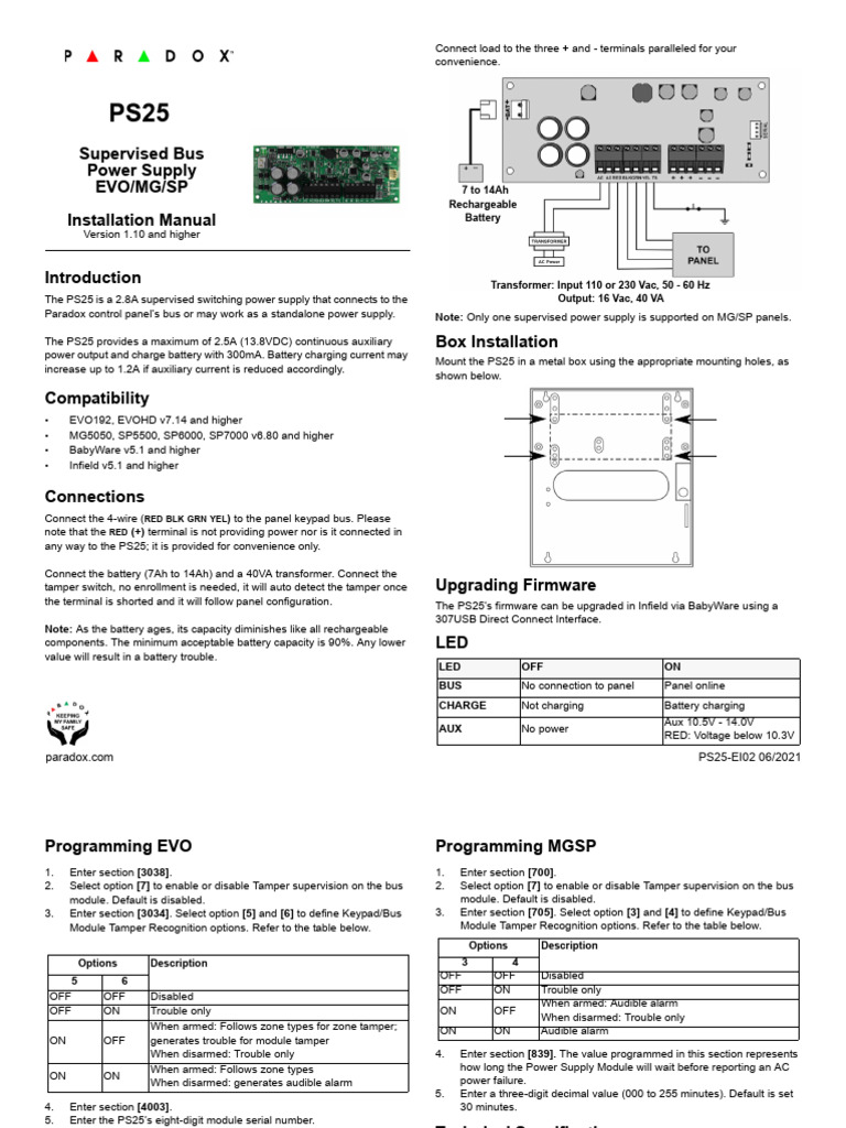 PS25 Supervised Power Supply Guide | PDF | Power Supply | Alternating ...