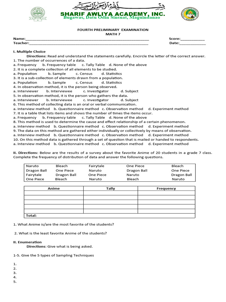 4th-Prelim TP | Download Free PDF | Survey Methodology | Science