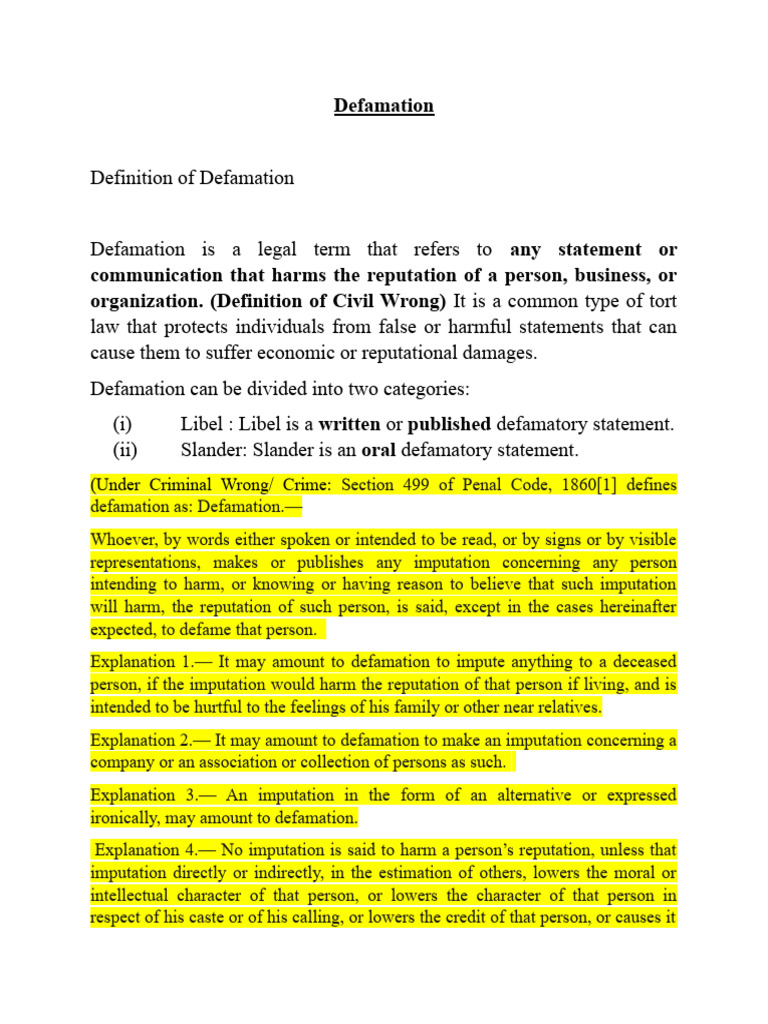 Understanding Defamation Law Basics | PDF | Defamation | Legal Liability