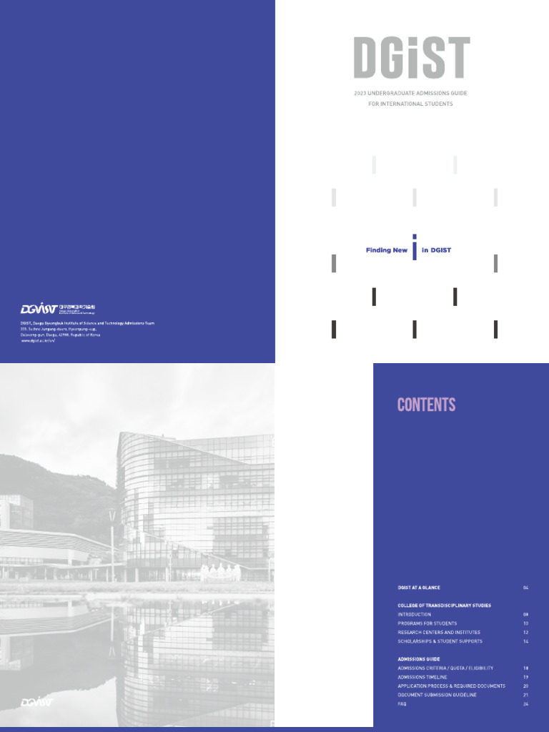 1.dgist International Undergraduate Admissions 2023 | PDF