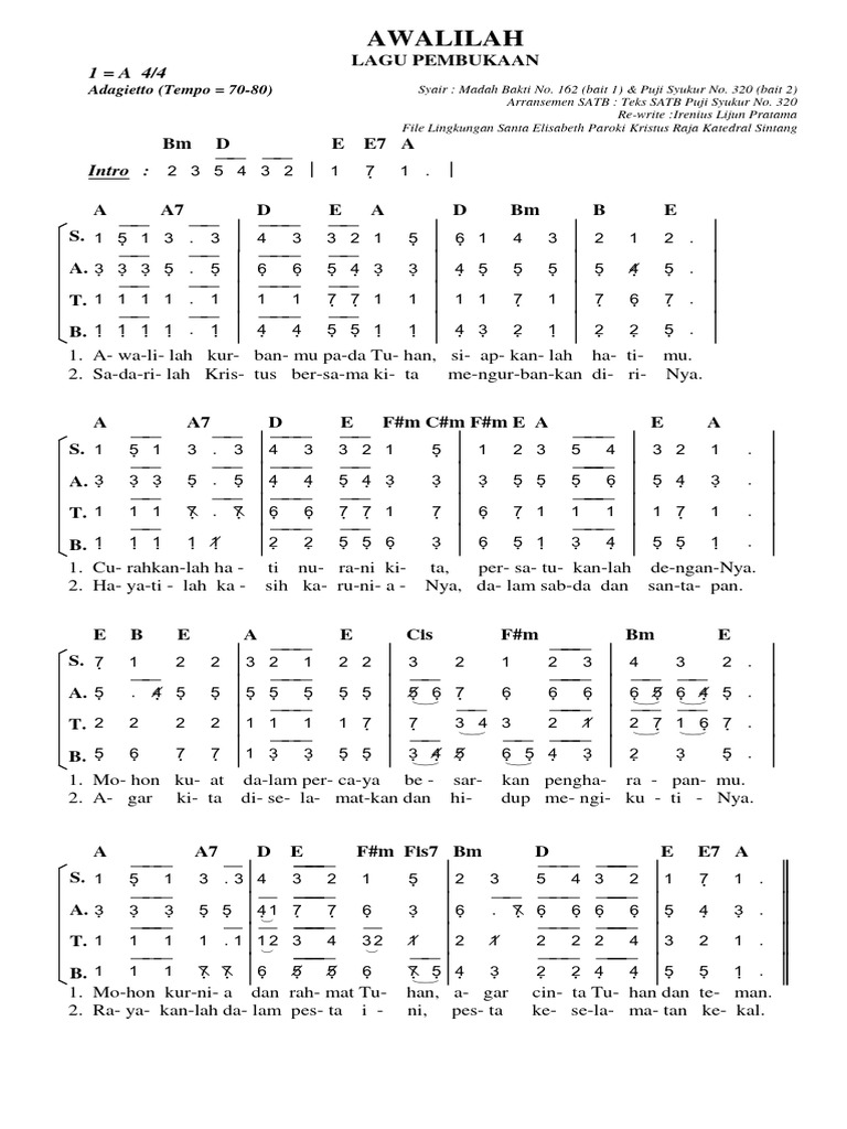 Lirik Lagu Awalilah Kurbanmu 162 | PDF | Sains & Matematika