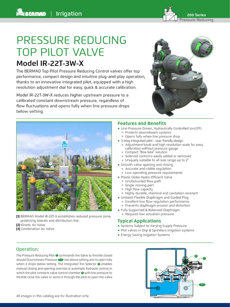 Bermad 200 Series Valve With Top Pilot Pressure Regulating 3 Way | PDF ...