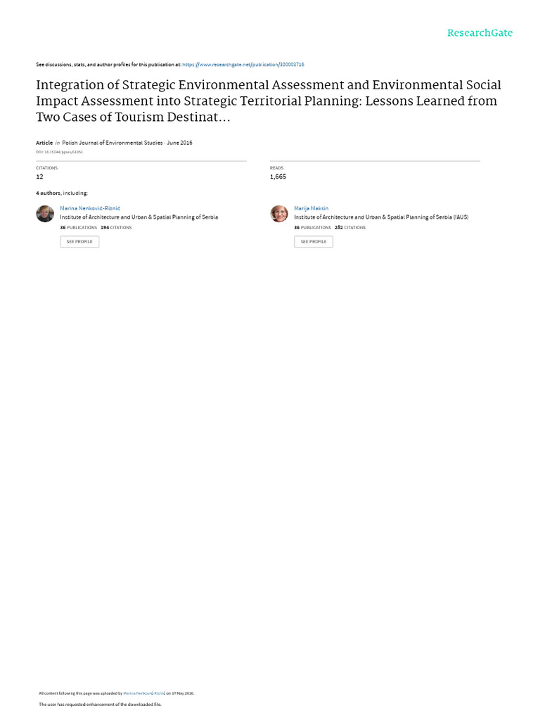 Integration of Strategic Environmental Assessment | PDF | Environmental ...