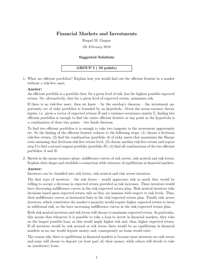 2016 - 2nd Exam | PDF | Modern Portfolio Theory | Capital Asset Pricing Model