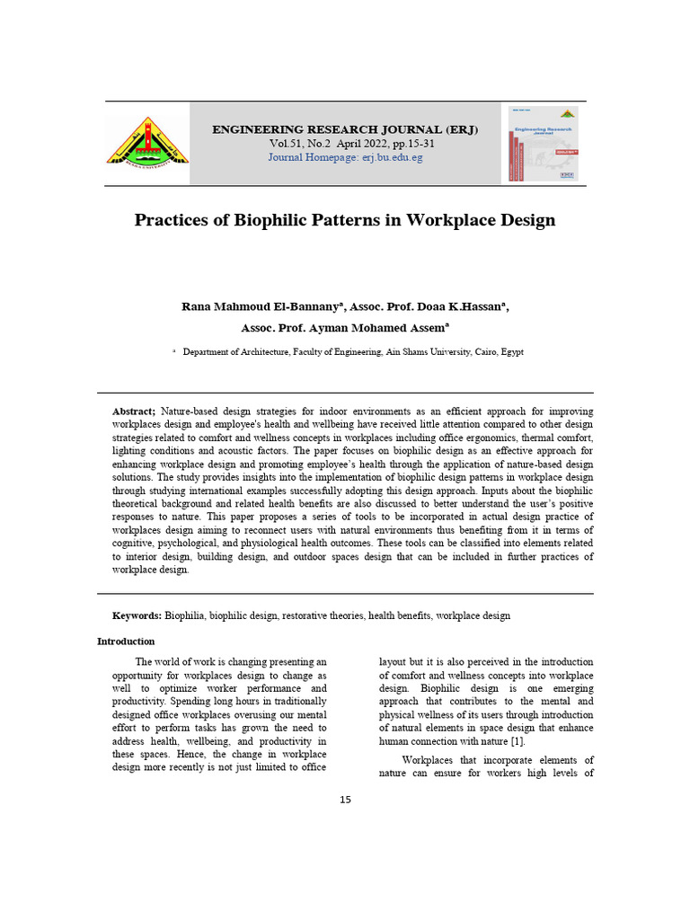 Practices of Biophilic Patterns in Workplace Design | Download Free PDF ...