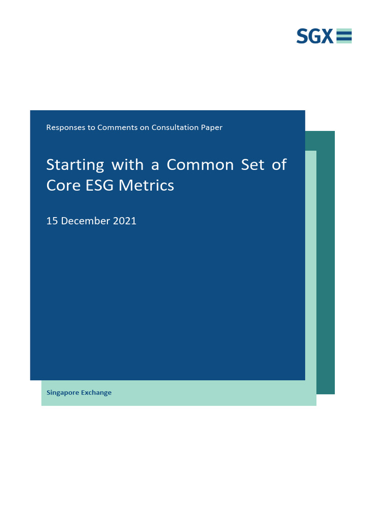 Response Paper On Starting With A Common Set of Core ESG Metrics | PDF ...