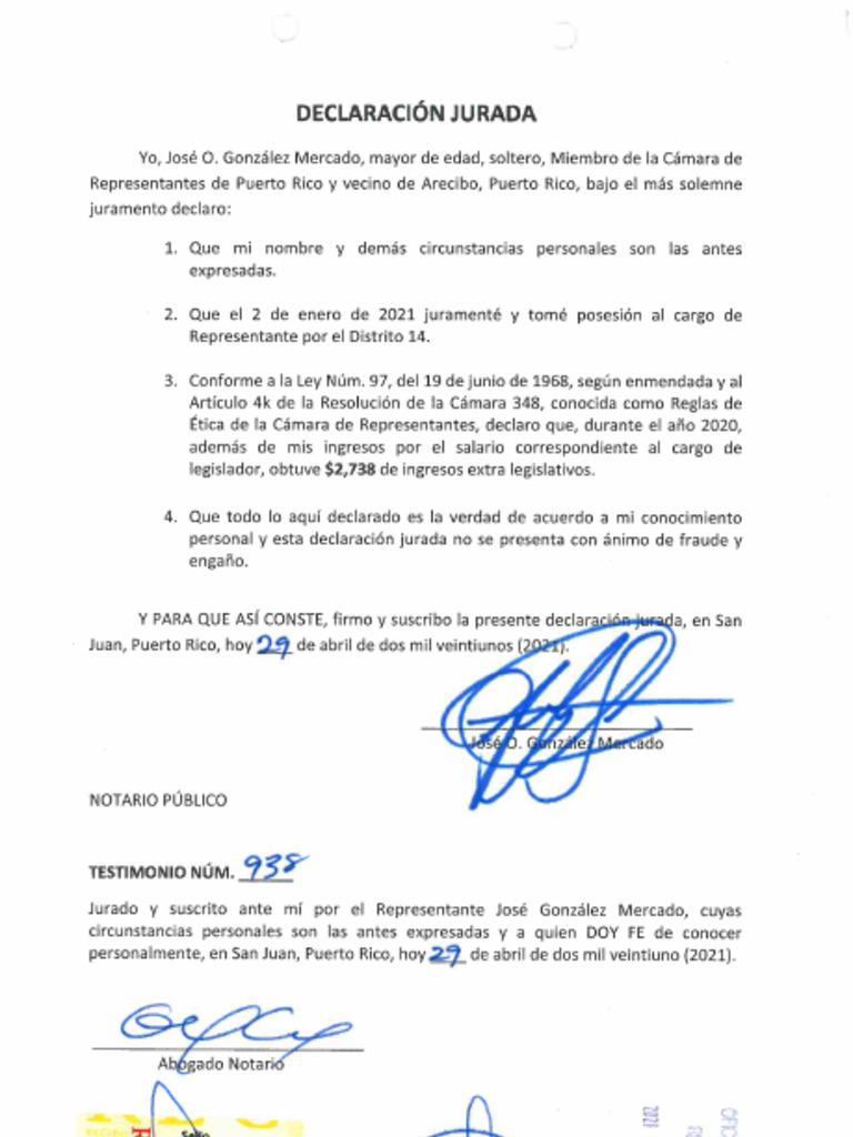Declaración Juradas JGM | PDF | Puerto Rico | Gobierno