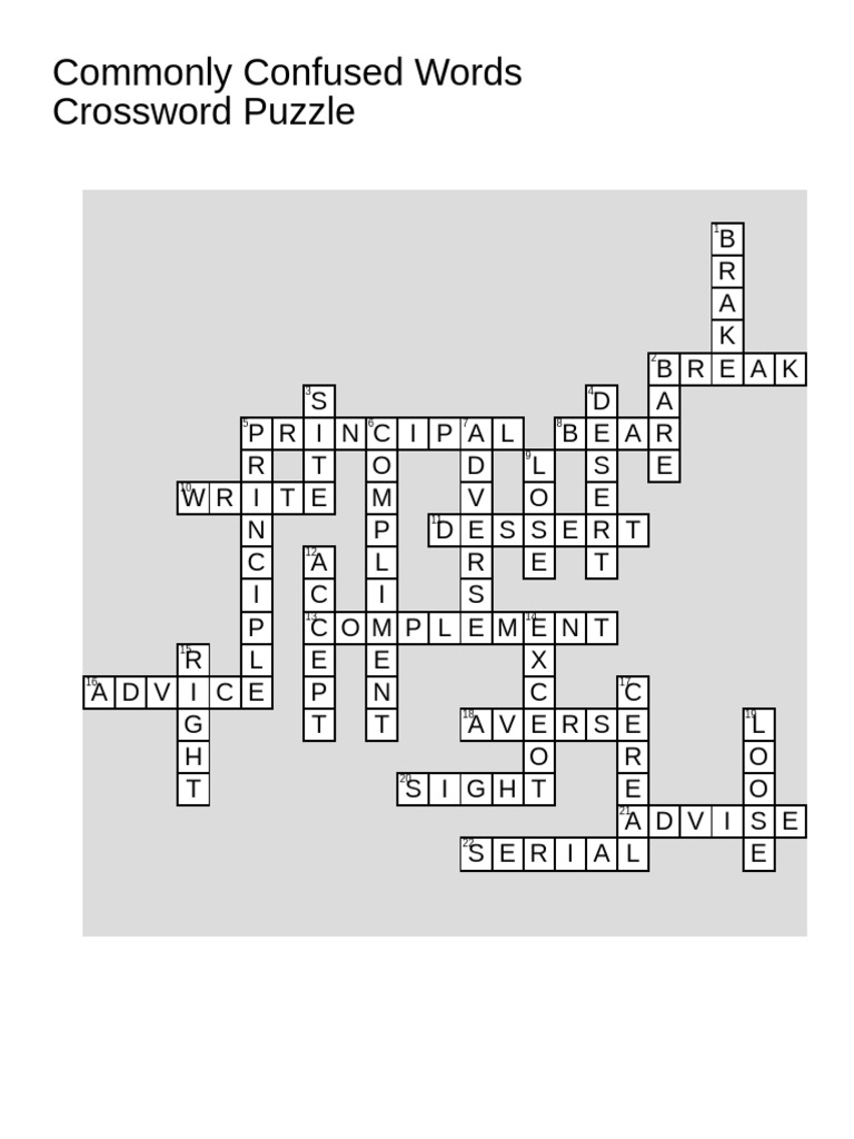 Commonly Confused Words Puzzle | PDF | Puzzles