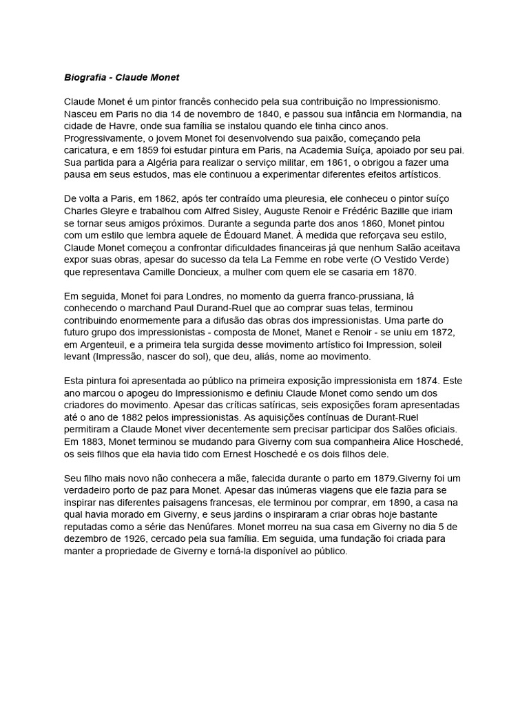 Impressionismo | PDF | Claude Monet | Arte francesa