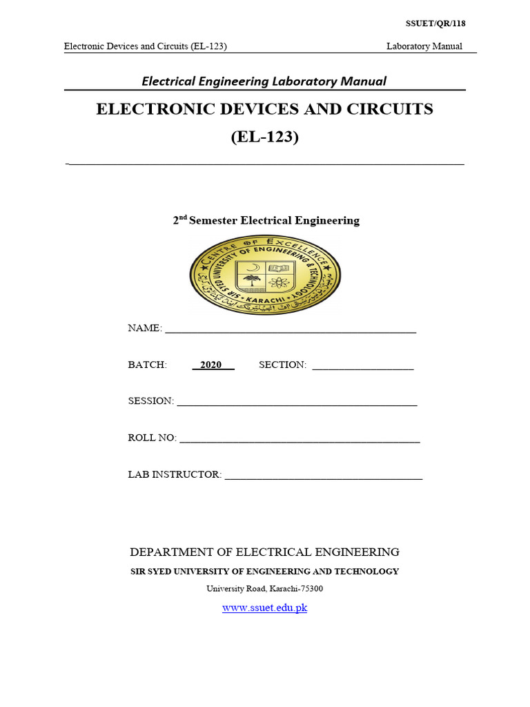 EDC Lab Manual Final (1) (9319) | PDF | Field Effect Transistor | Inductor