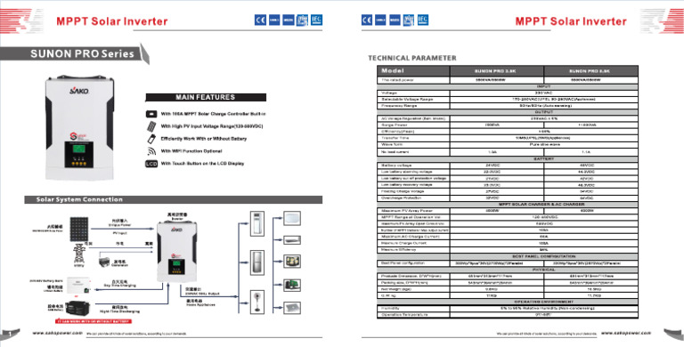 SUNON PRO MPPT Solar Inverter 2 | PDF