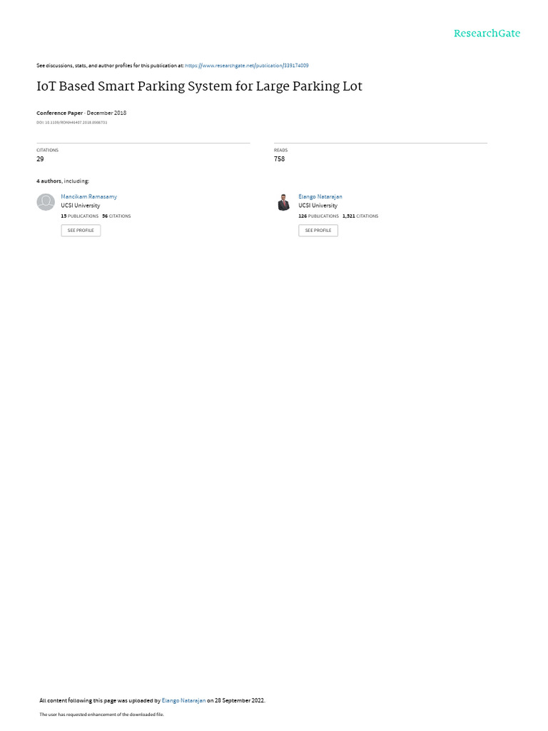 Io Tbasedsmartparkingsystem | PDF | Internet Of Things | Parking