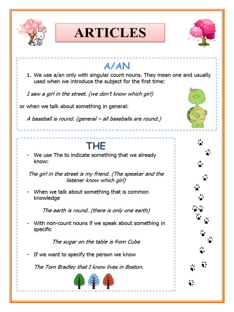 Articles theory and exercise | PDF | Noun | Morphology