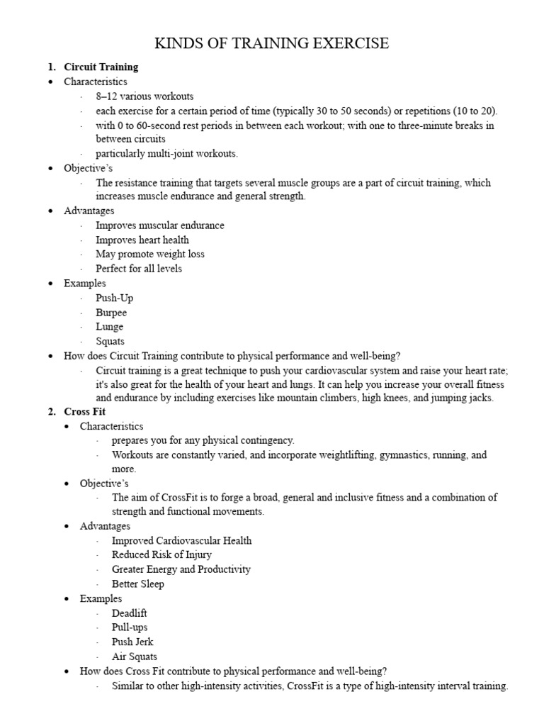 Types of Training Exercises Explained | PDF | Strength Training ...