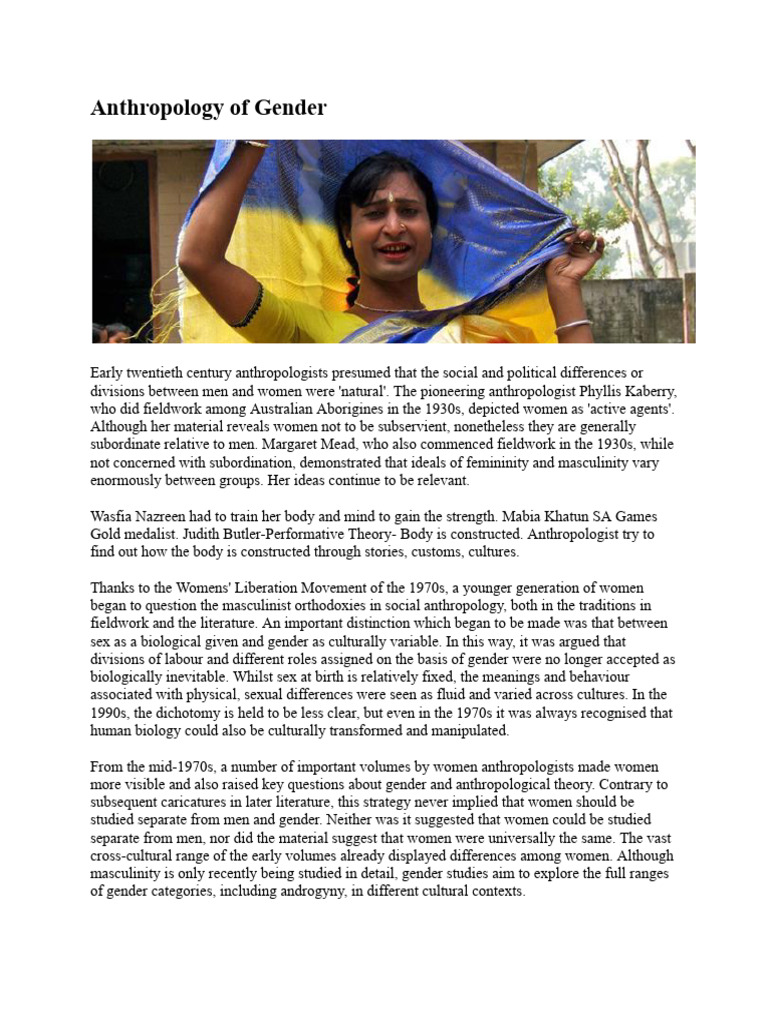 Anthropology of Gender | PDF | Gender | Gender Studies