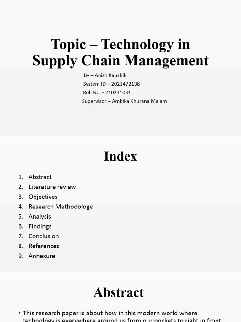 Research Paper Presentation | PDF | Supply Chain Management | Data