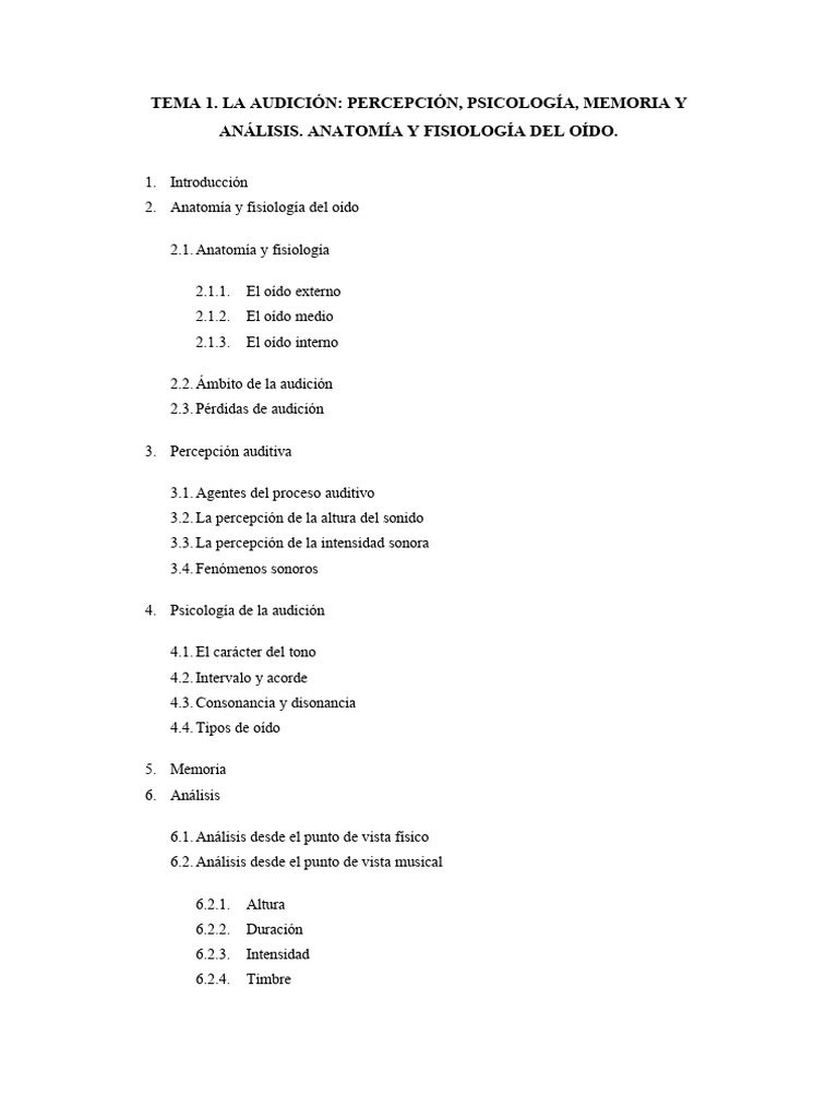 Tema 1. La Audición | PDF | Sonido | Escuchando