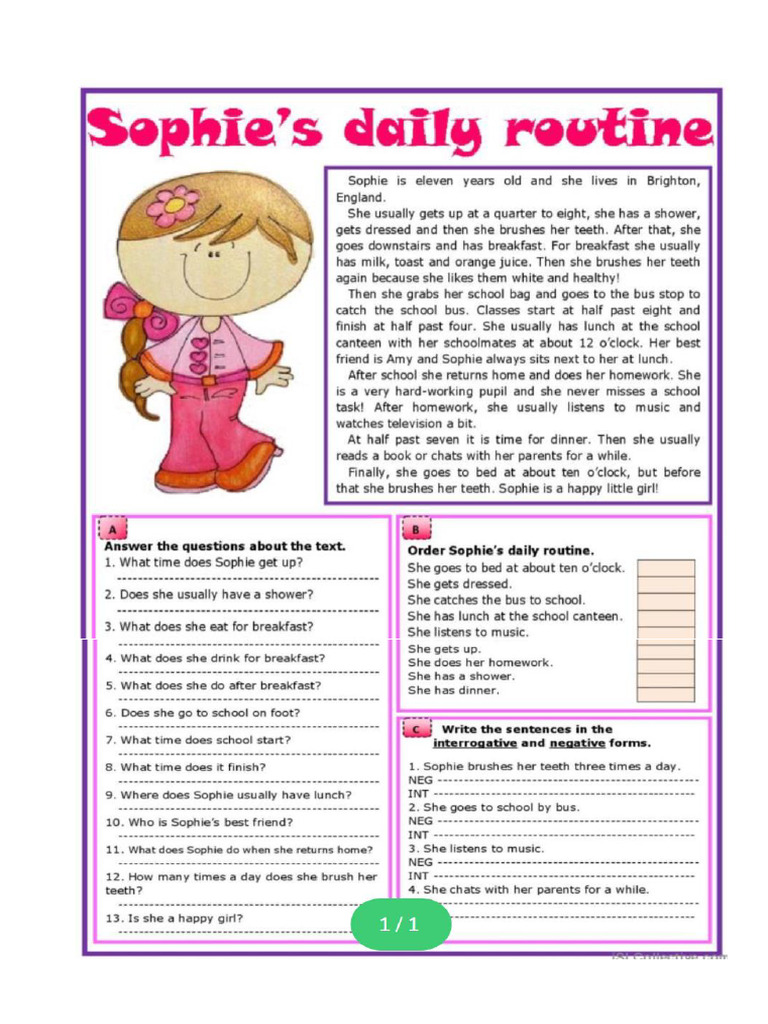 My Daily Routine - Reading | PDF