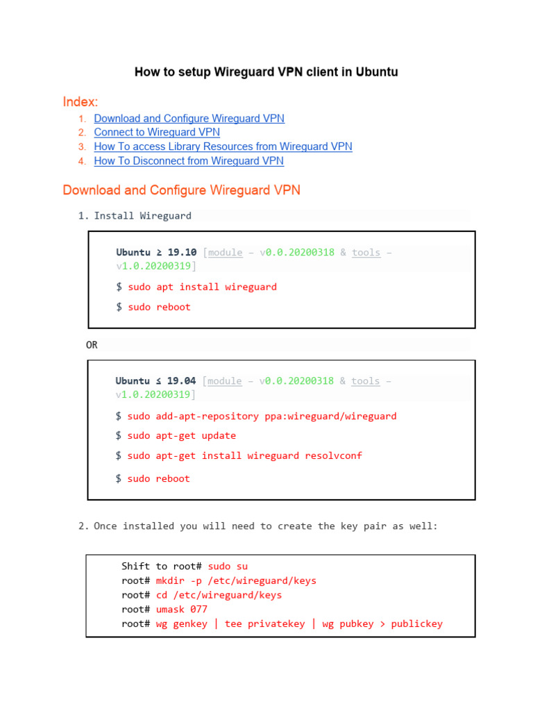 How To Setup Wireguard VPN Client in Ubuntu | PDF | Proxy Server | Virtual Private Network