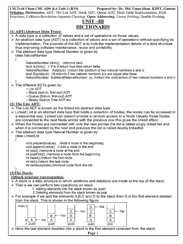 M.Tech ADS Unit-3 | PDF