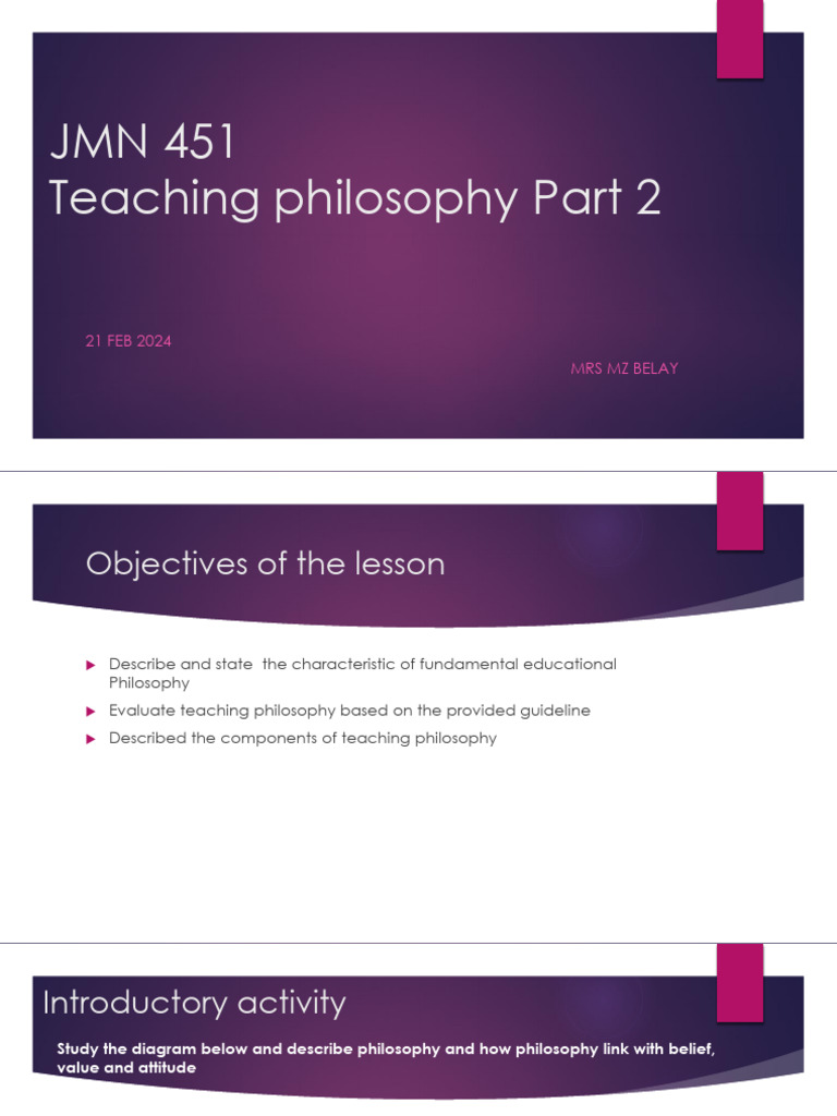 JMN 451 - Teaching Philosphy Part 2 | PDF | Knowledge | Reality