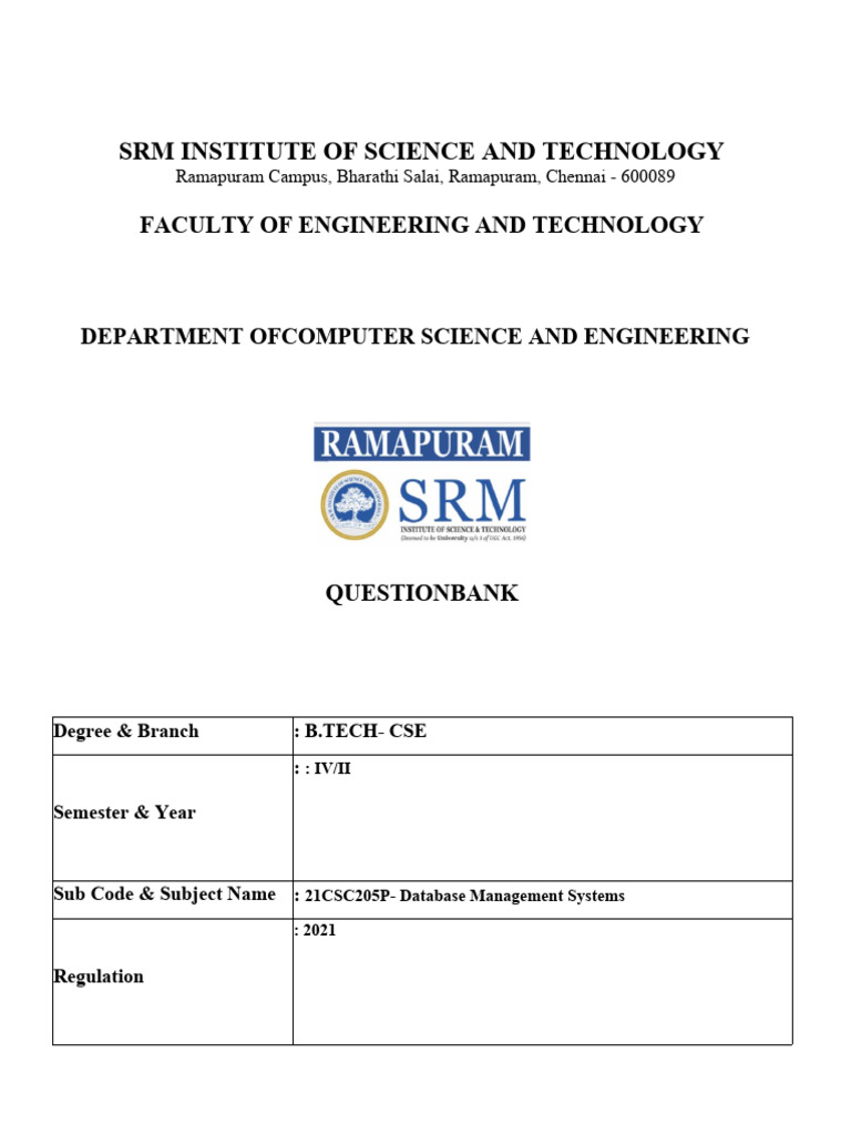 Unit 4 - QB | PDF | Sql | Databases