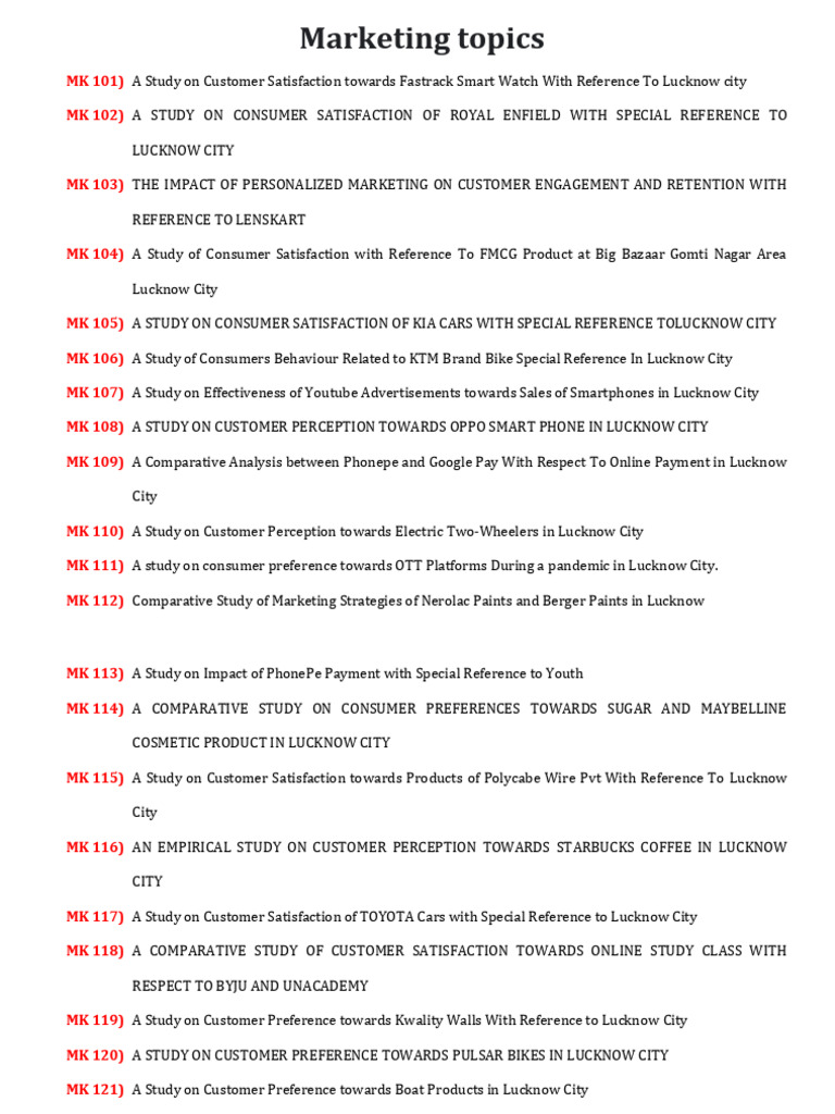 Marketing Topics | PDF | Consumer Behaviour | Brand