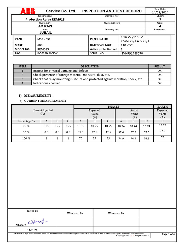 Motor Feeder - H39 - Rem615 | Download Free PDF | Electricity ...