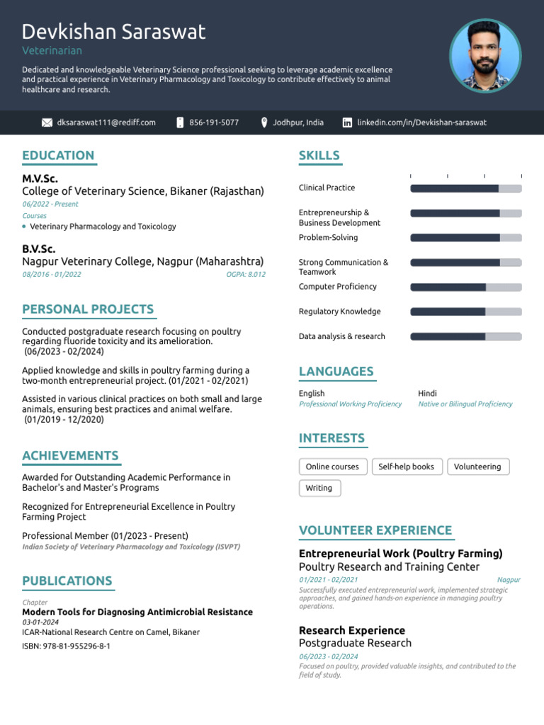 Devkishan S Resume | Download Free PDF | Entrepreneurship | Toxicology