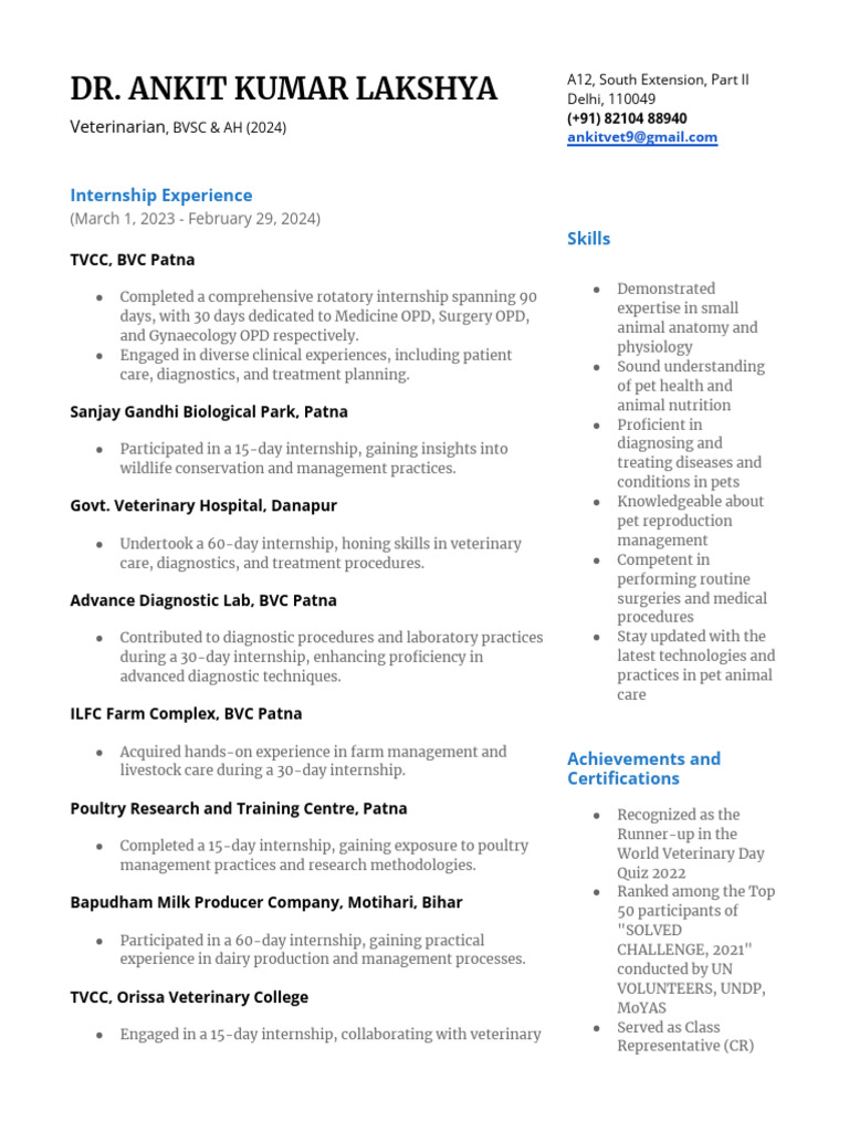 Resume - Dr. Ankit Kumar Lakshya | PDF | Health Care | Medicine