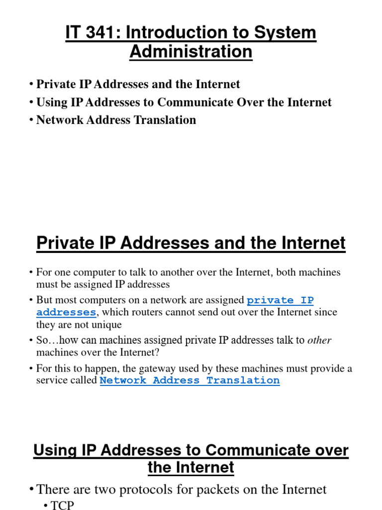 07 PrivateIP | PDF | Port (Computer Networking) | Internet Protocols