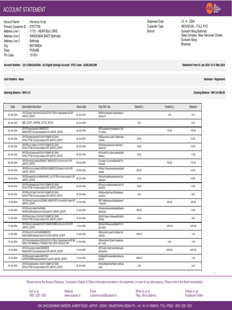 Bank Statement | PDF | Debits And Credits | Financial Services