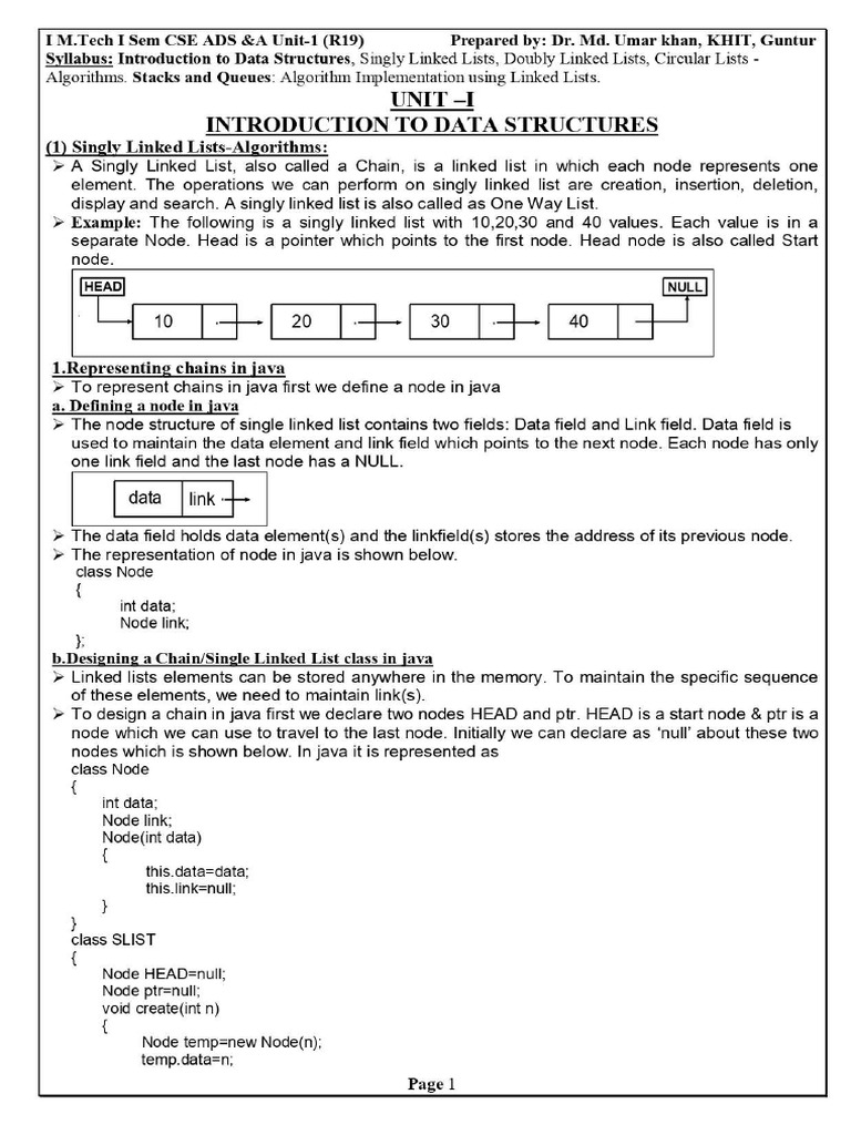 M.Tech ADS Unit-1 | PDF