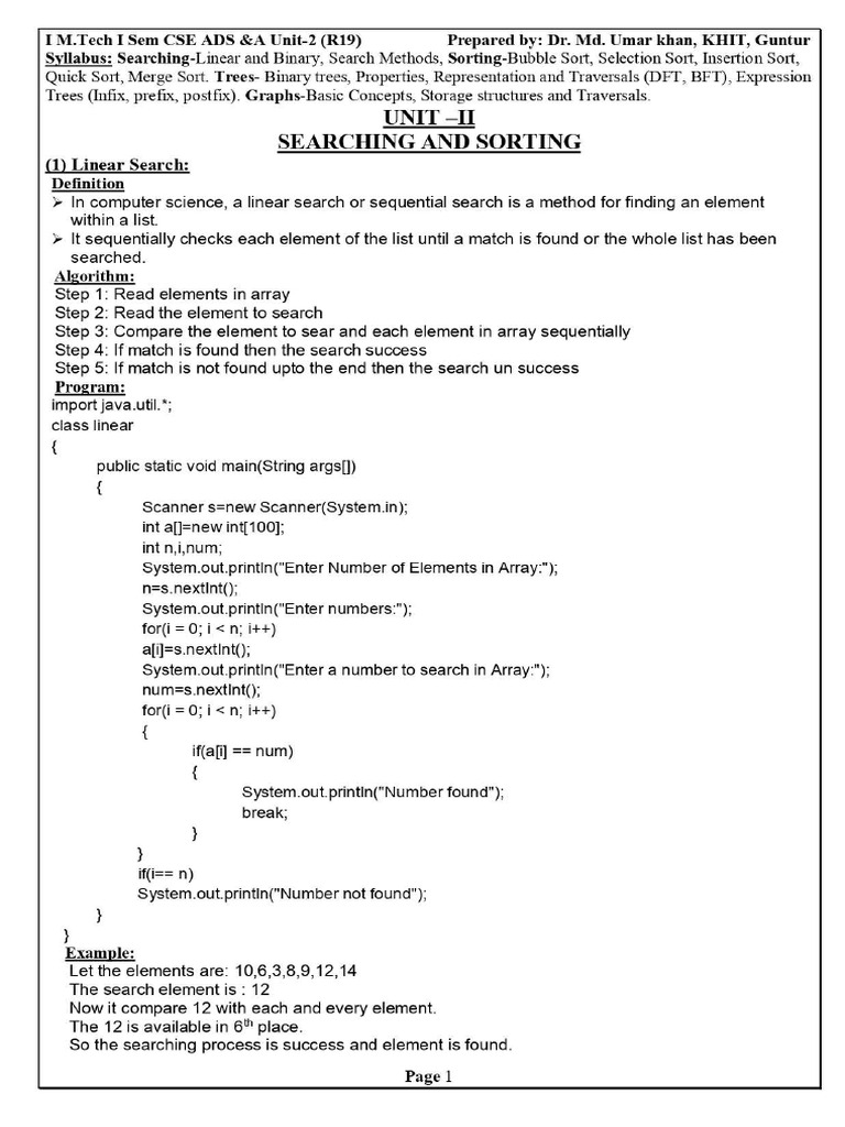 M.Tech ADS Unit-2 | PDF