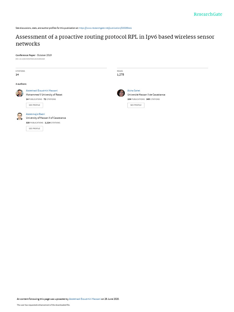 Assessment of A Proactive Routing Protocol RPL in IpV6 Based WSN | PDF ...
