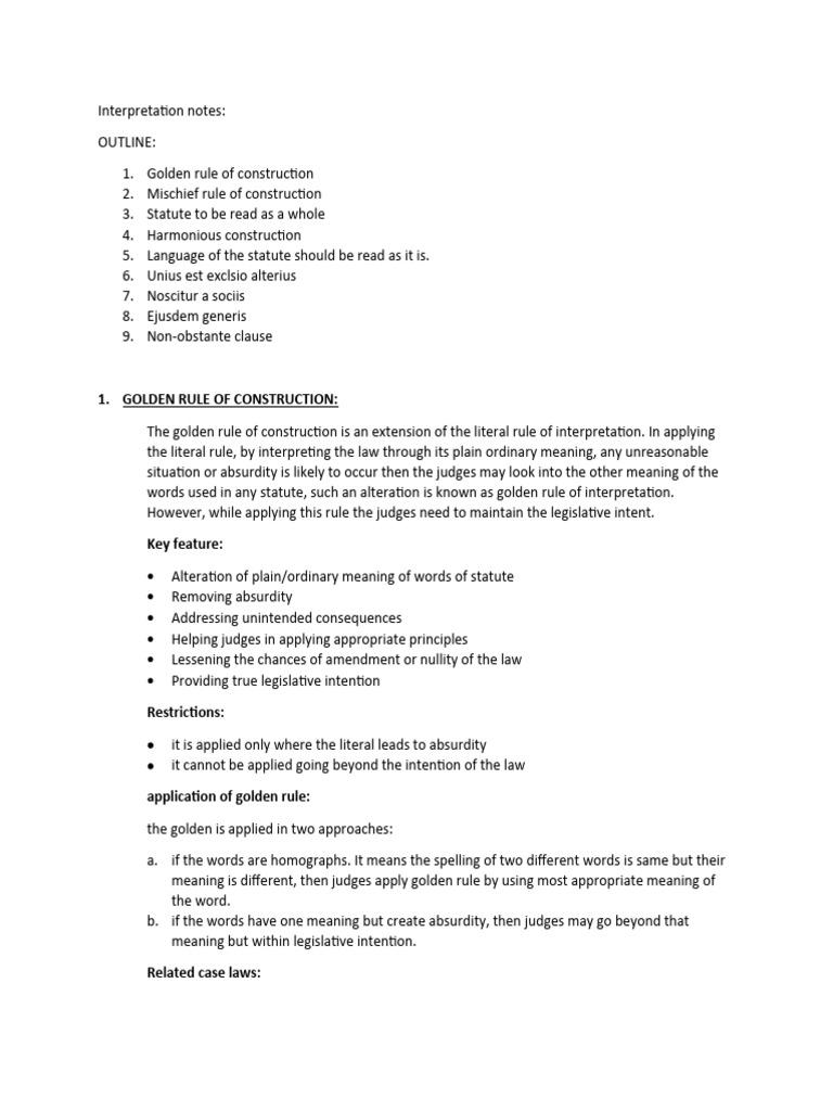 Interpretation Notes Final | PDF | Statutory Interpretation | Pardon