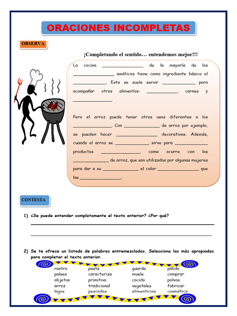 Oraciones Incompletas | PDF