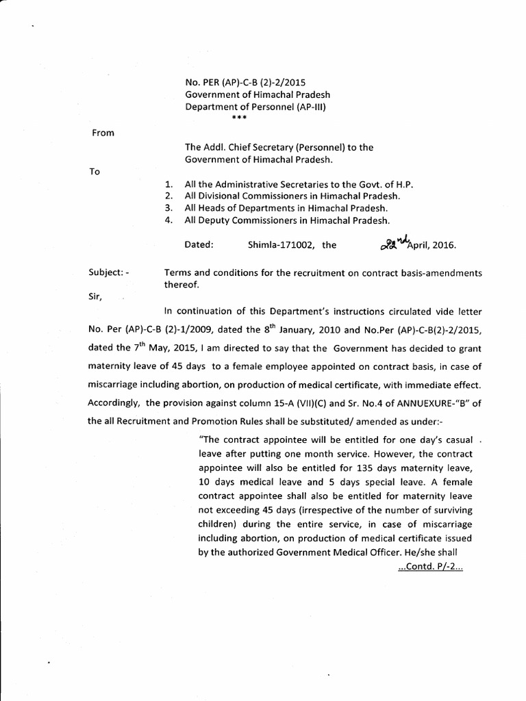 Maternity Leave Rules for Contract Employees | PDF | Justice | Crime ...
