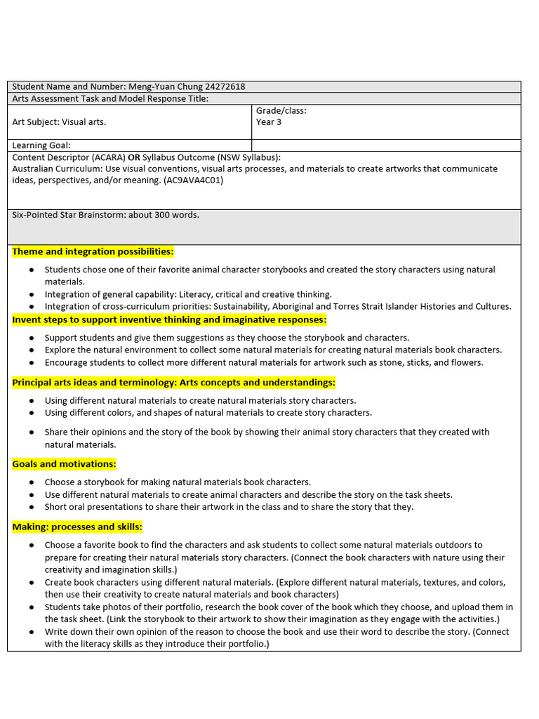 EDUC2011 Assessment One Template | PDF | Creativity | Literacy