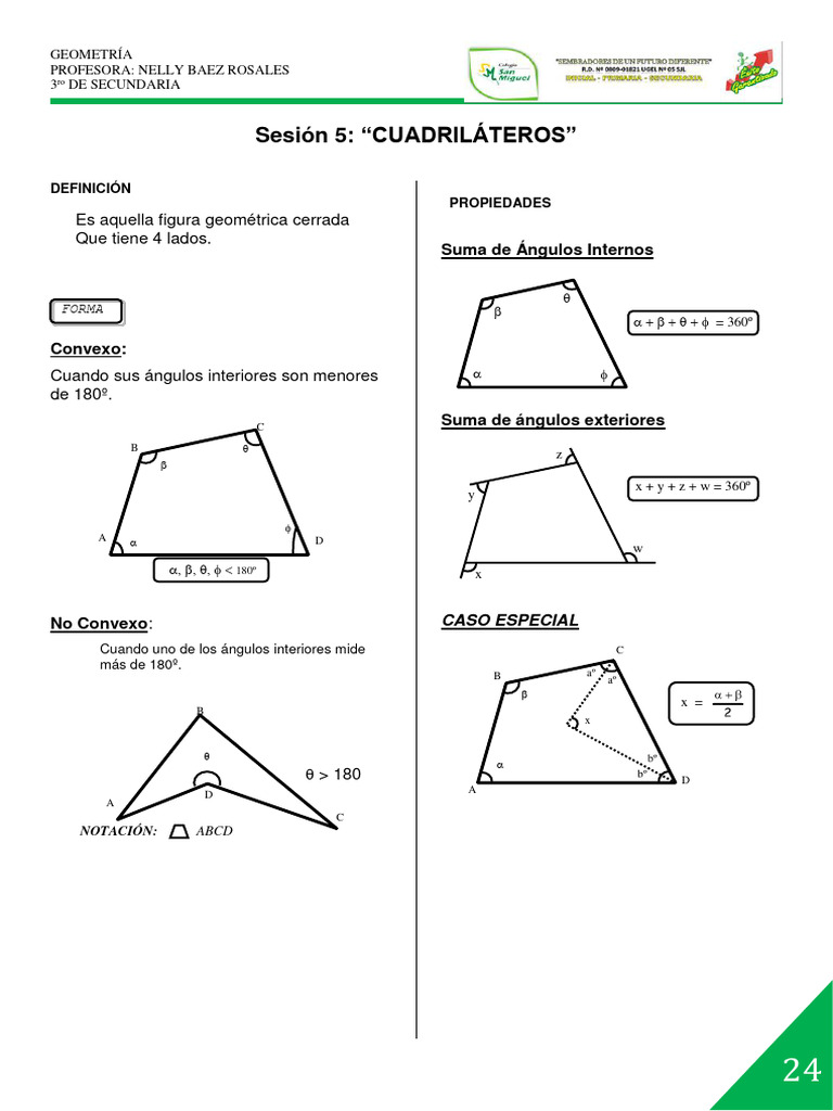 Ficha 3ro Sec Geometría 4ta Unidad | PDF | Geometria clasica | Geometría Elemental